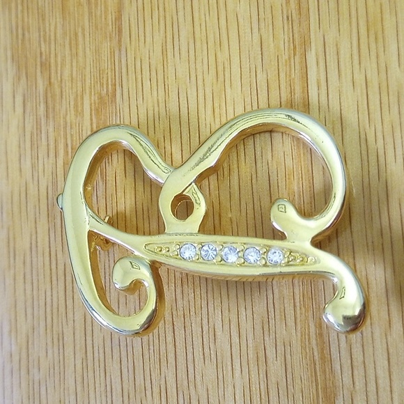 Jewelry | Gold Toned Rhinestone B Initial Pin | Poshmark